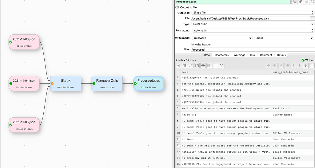 Stacking and removing columns - output to separate files - Question - Easy Data Transform